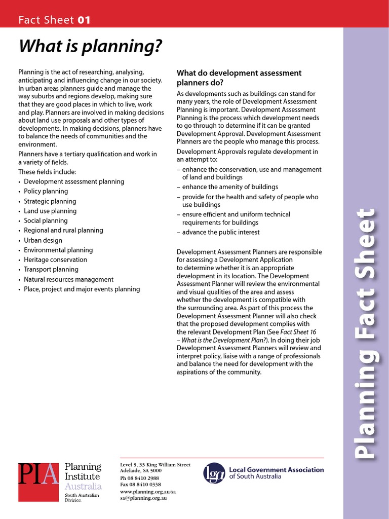 What Is Planning?: Fact Sheet | PDF | Environmental Social Science ...