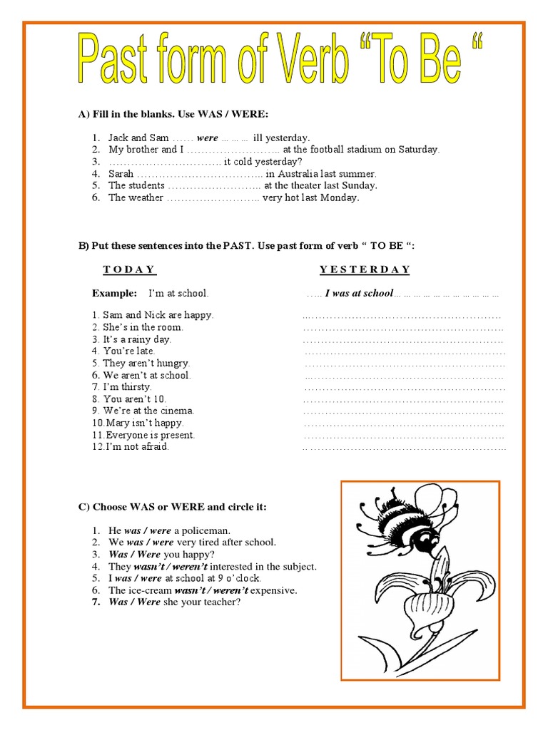 To Be in Past Simple | PDF