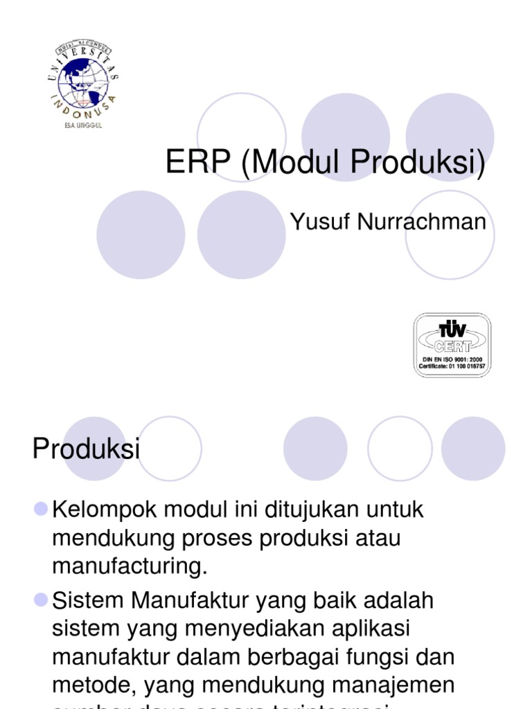Modul ERP untuk Manufaktur oleh Yusuf Nurrachman | PDF
