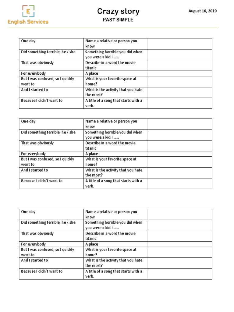 Crazy Story - Past Simple | PDF