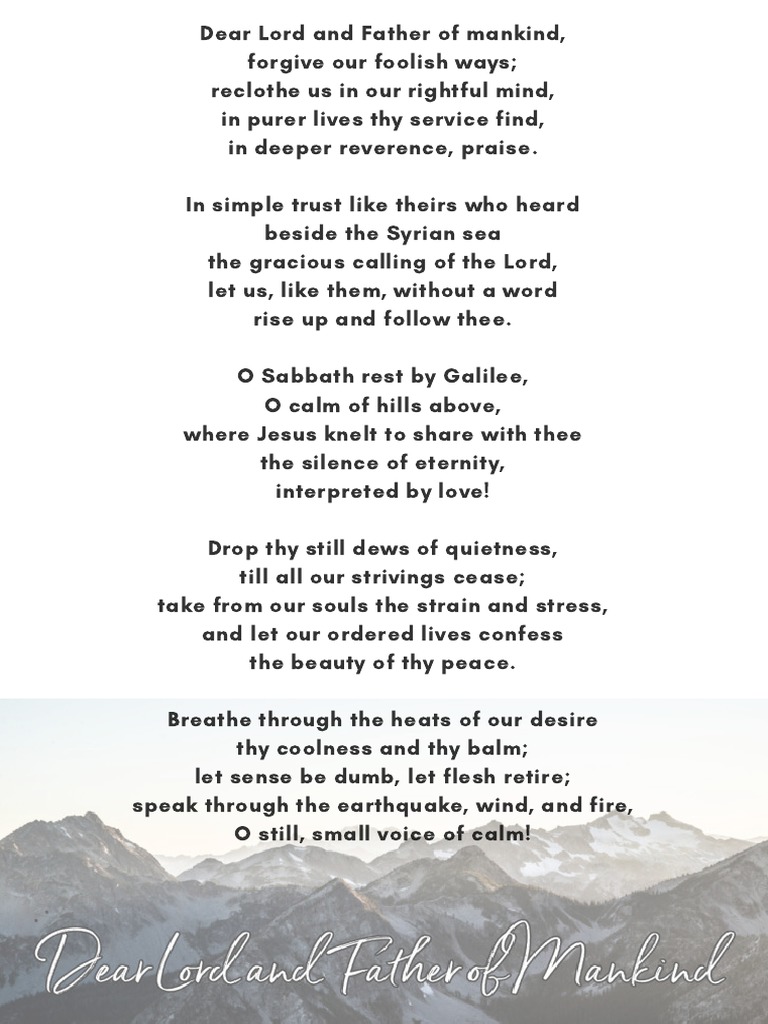 Dear Lord and Father of Mankind Hymn Poster | PDF | Religious Behaviour ...