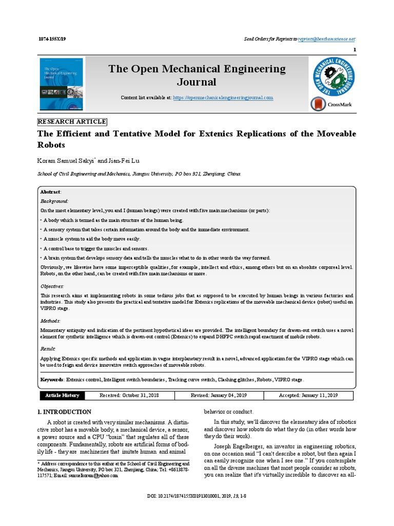 The Open Mechanical Engineering Journal | PDF | Robot | Robotics