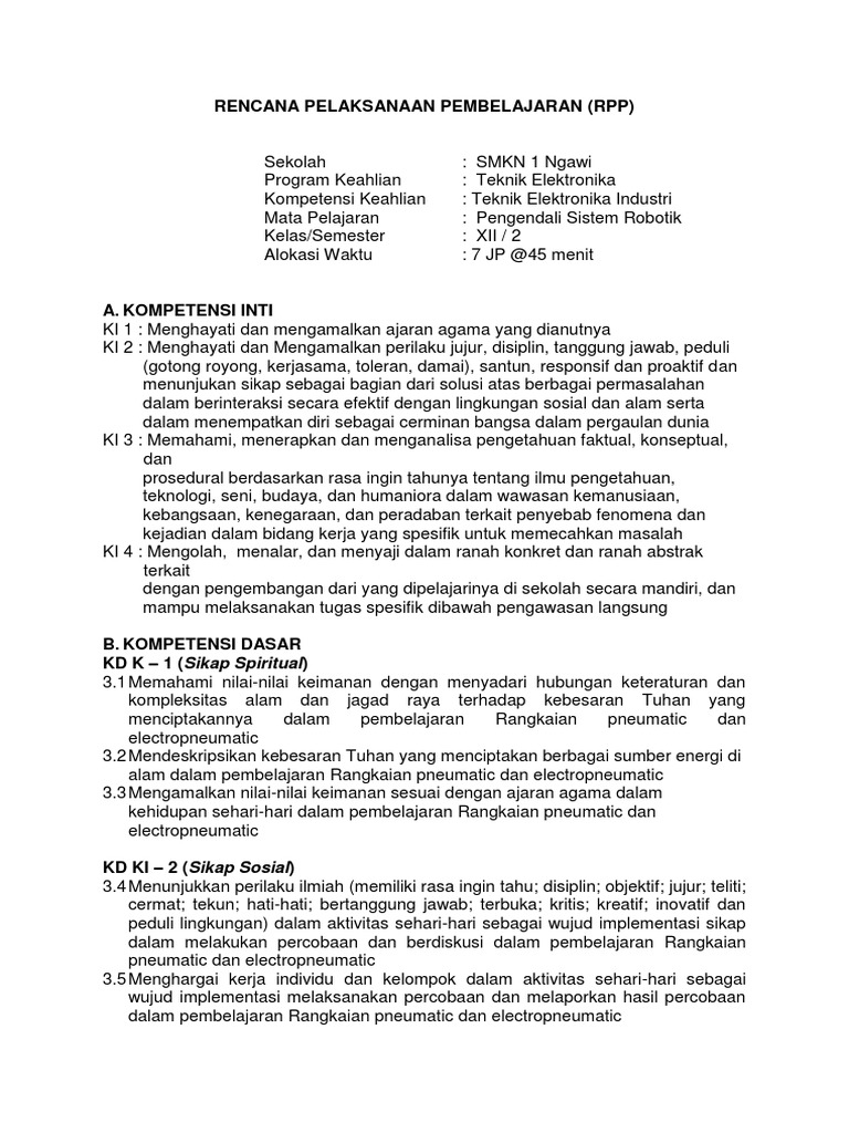 RPP Pengendali Sistem Robotik | PDF