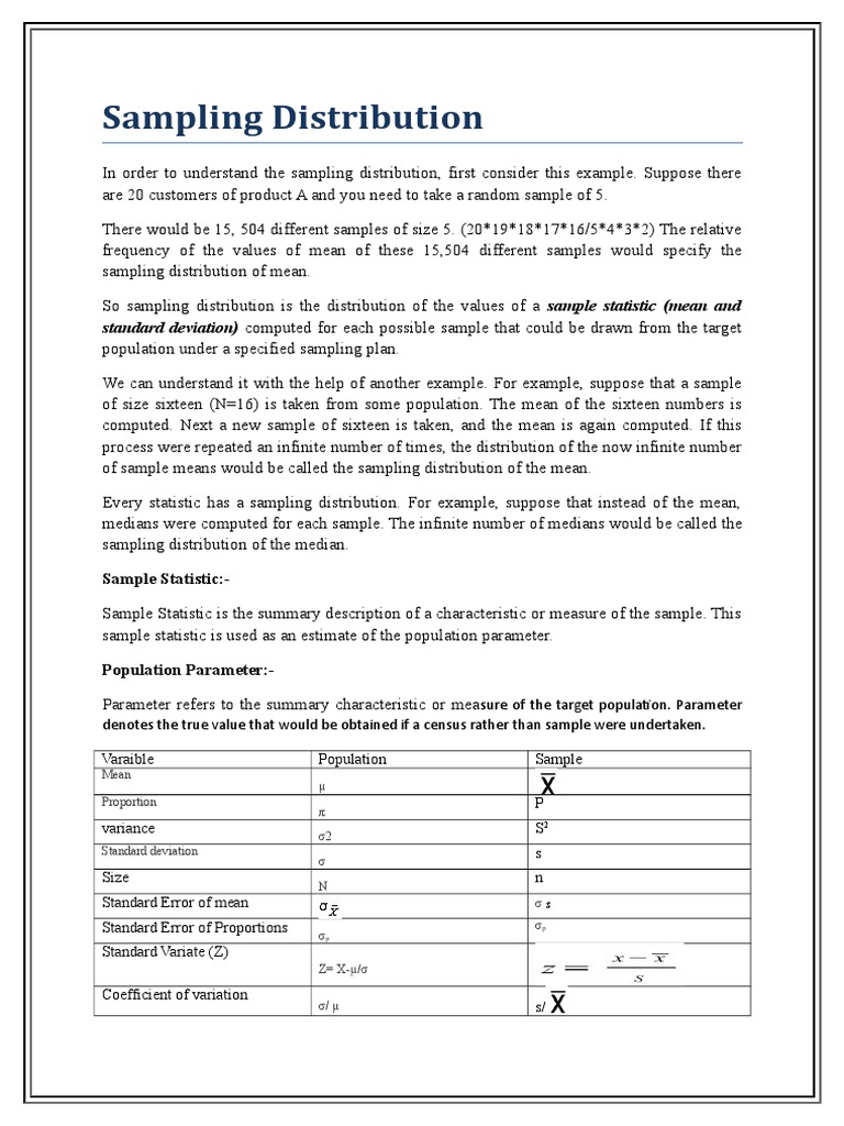 Sampling Distribution: Standard Deviation) Computed For Each Possible ...