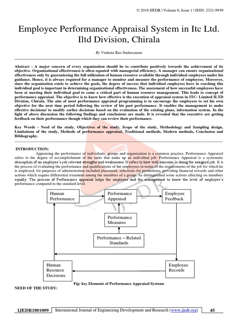 Employee Performance Appraisal System in Itc Ltd. Iltd Division ...