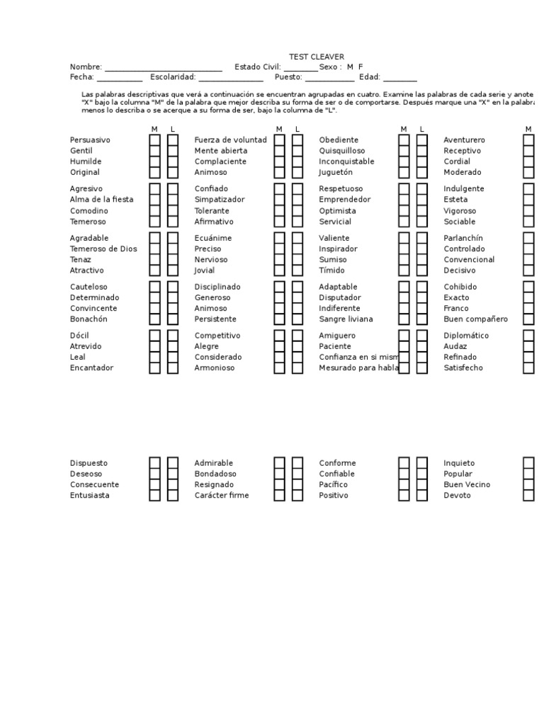Hoja para Contestar Cleaver | PDF