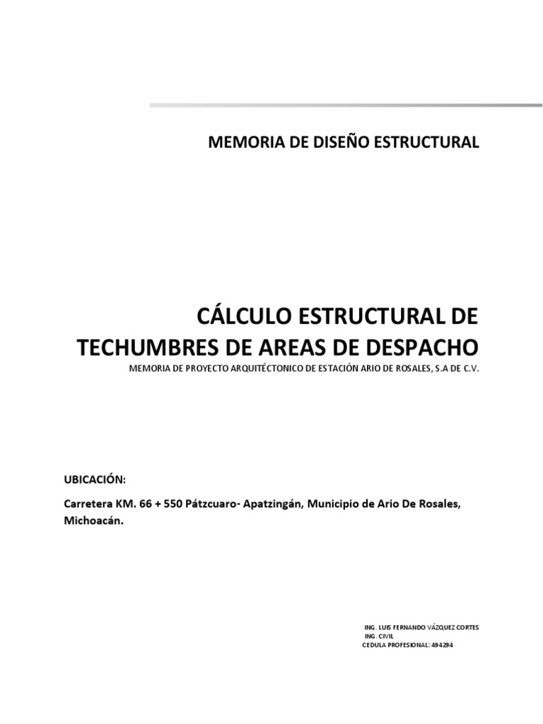 Memoria Calculo Estrutural de TECHUMBRE | PDF | Fundación (Ingeniería) | Materiales