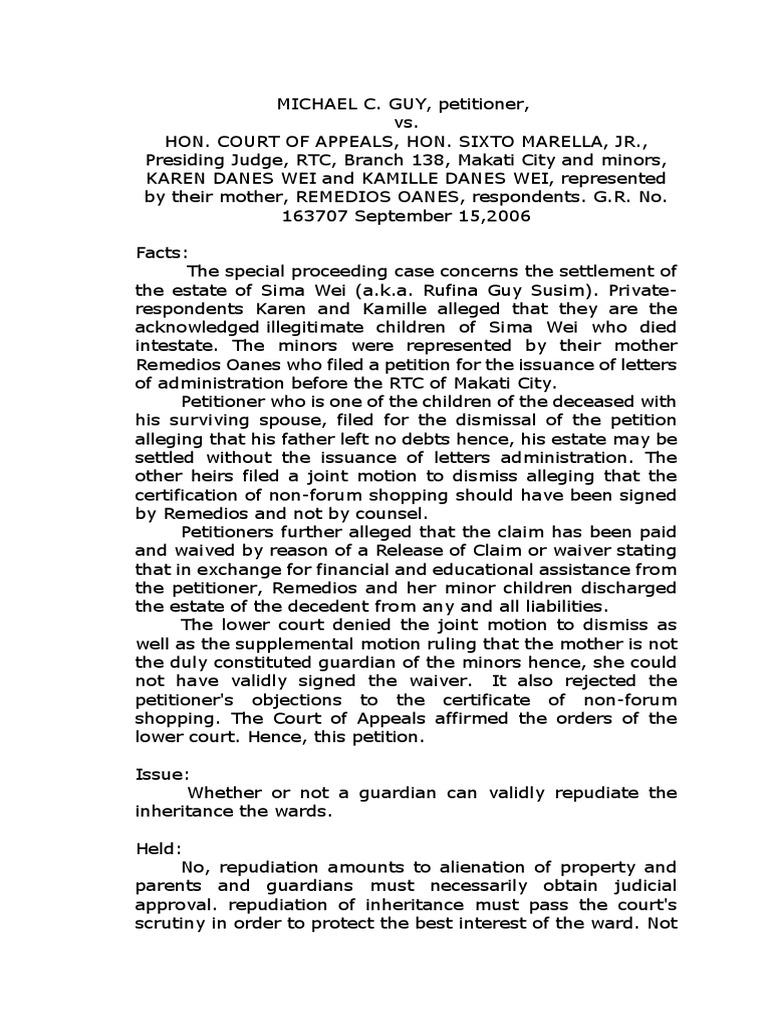 Legal Disputes on Estate Inheritance | PDF | Will And Testament | Intestacy