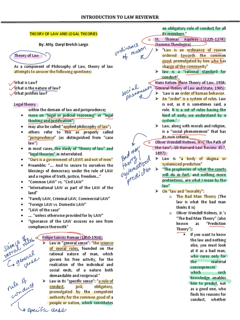 Introduction To Law | PDF | Jurisprudence | Philosophical Theories
