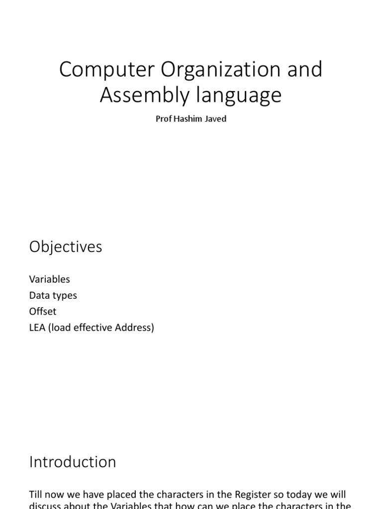 Variable Data Types Offset Anf LEA | PDF