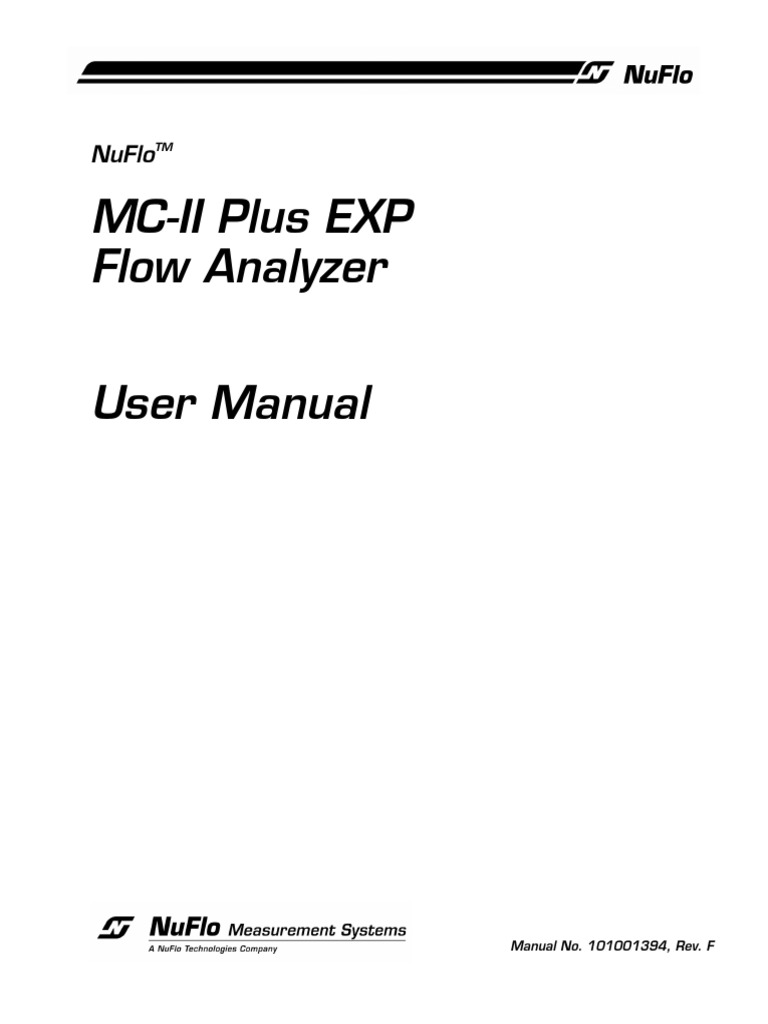 Mc-Ii Plus Exp Flow Analyzer: Nuflo | PDF | Flow Measurement | Barrel ...