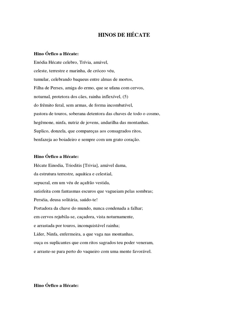 Hinos de Hécate | PDF | Religião grega antiga | Oração