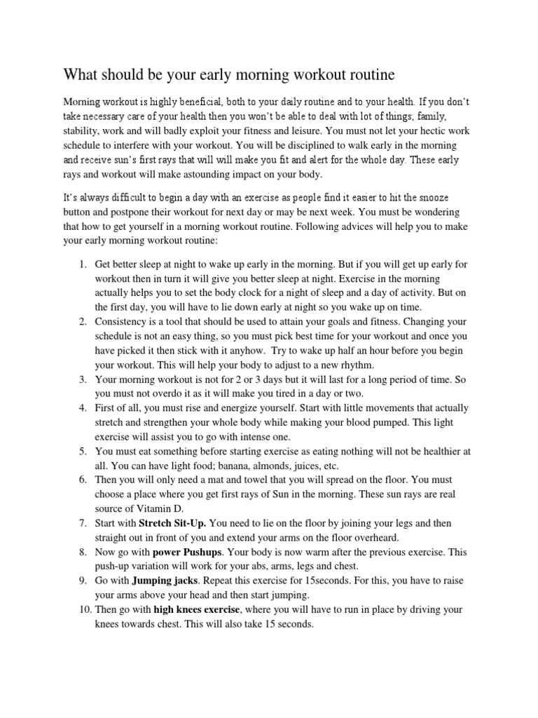 What Should Be Your Early Morning Workout Routine | PDF | Determinants ...