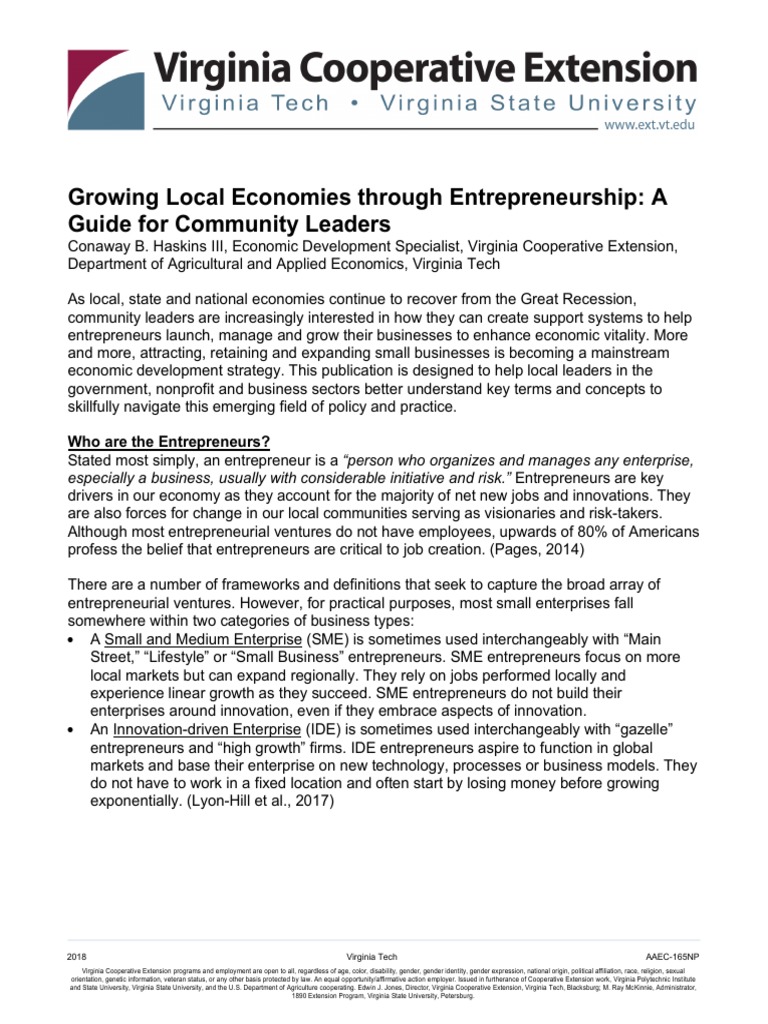 Growing Local Economies Through Entrepreneurship | PDF ...