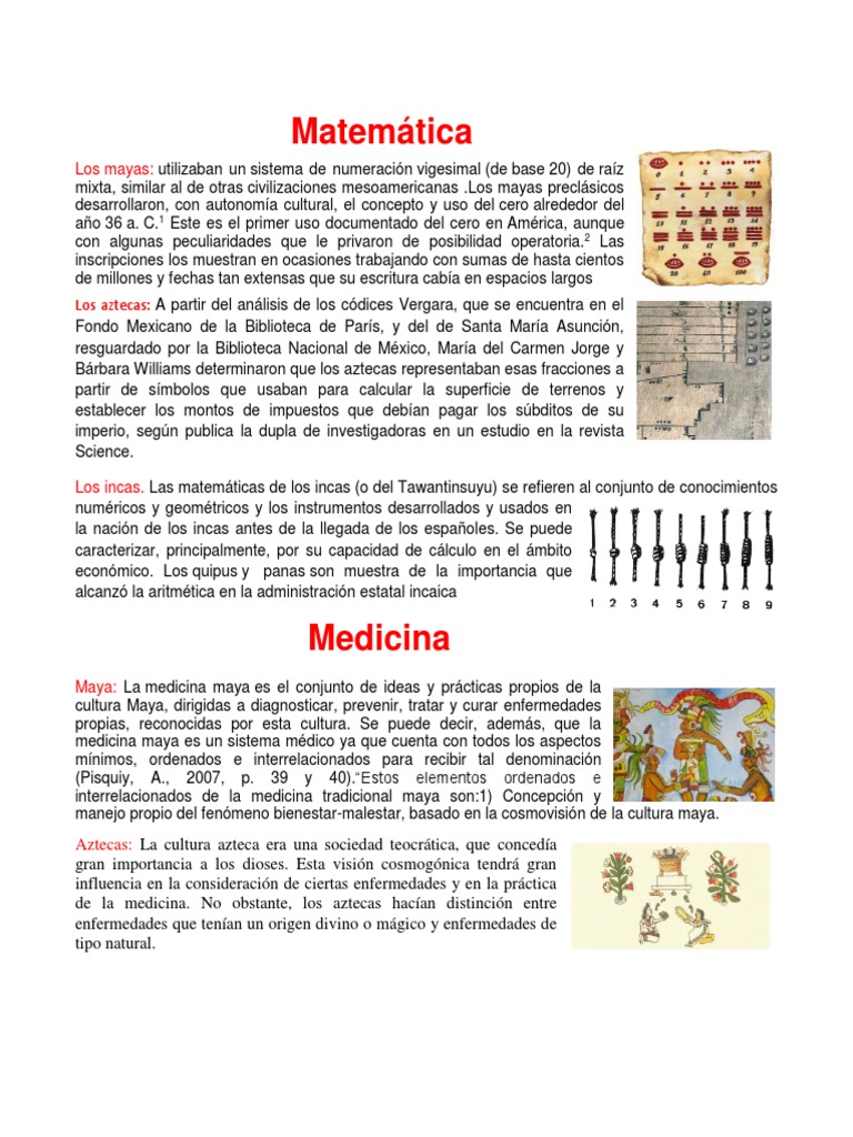 Matemática | PDF | Civilización maya | Imperio Inca