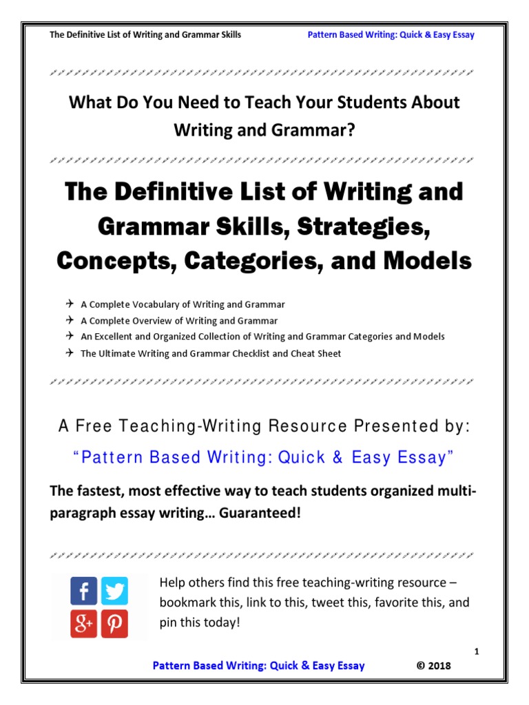 The Definitive List of Writing and Grammar Skills, Strategies, Concepts ...