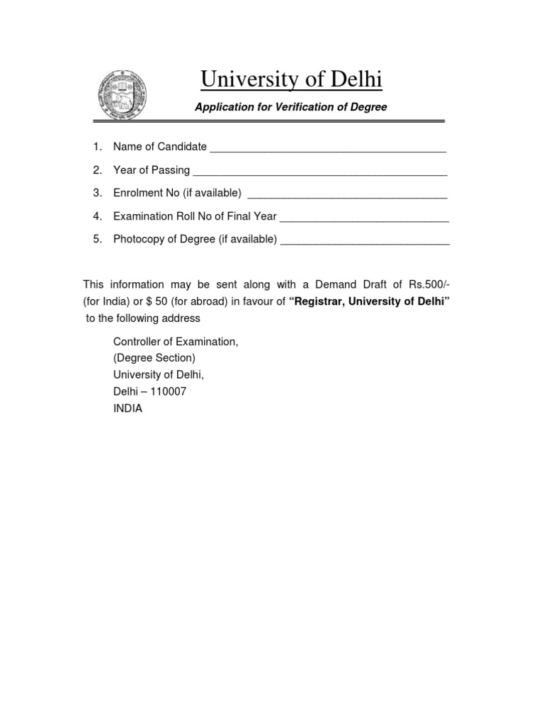 Degree Verification Form | PDF