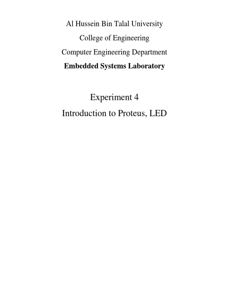 Experiment 4 Introduction To Proteus, LED: Embedded Systems Laboratory | PDF