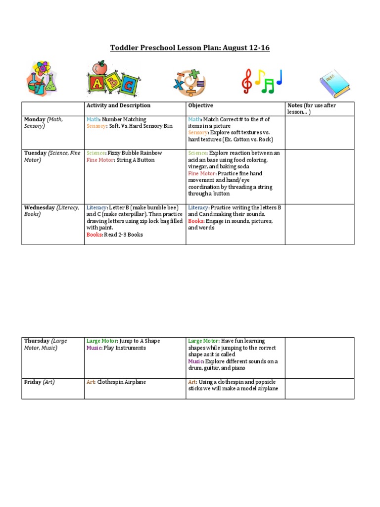 August Preschool Lesson Plan | PDF