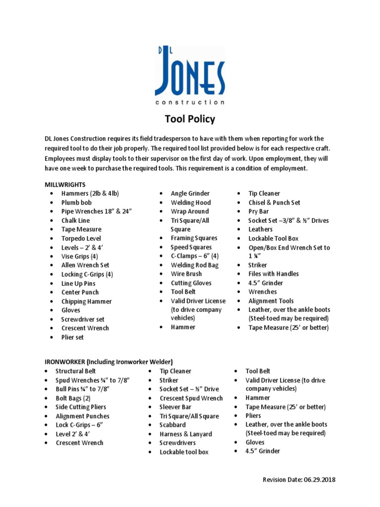 Tool Policy | PDF | Tools | Metalworking