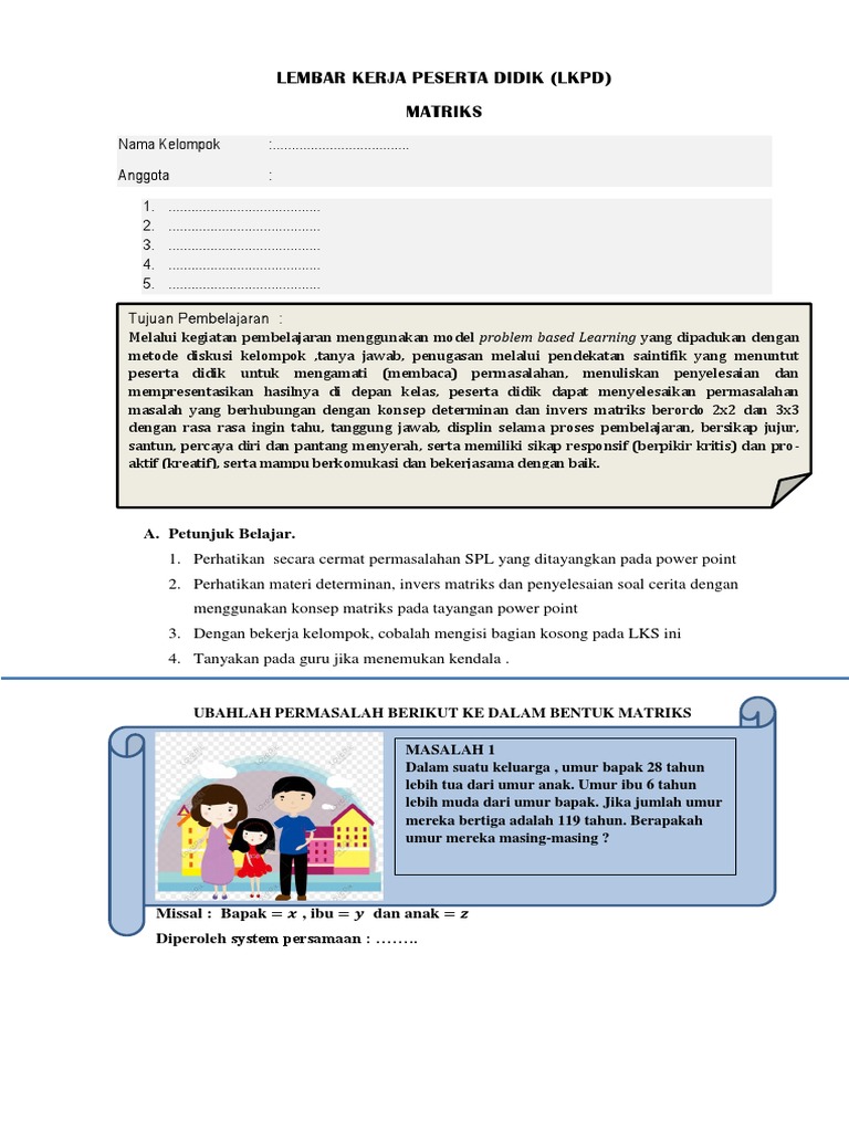 Lembar Kerja Siswa Matriks | PDF