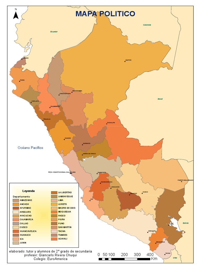 Mapa Político de Perú y Países Vecinos | PDF | América del Sur | Perú