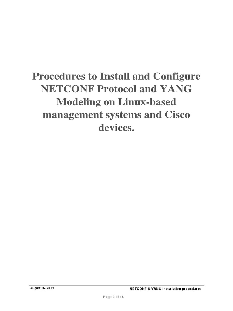 Procedures To Install and Configure NETCONF Protocol and YANG Support On Linux-Based Platforms ...