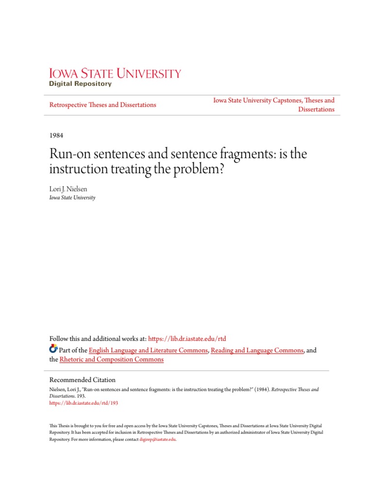 Addressing Run-On Sentences in Writing | PDF | Sentence (Linguistics ...