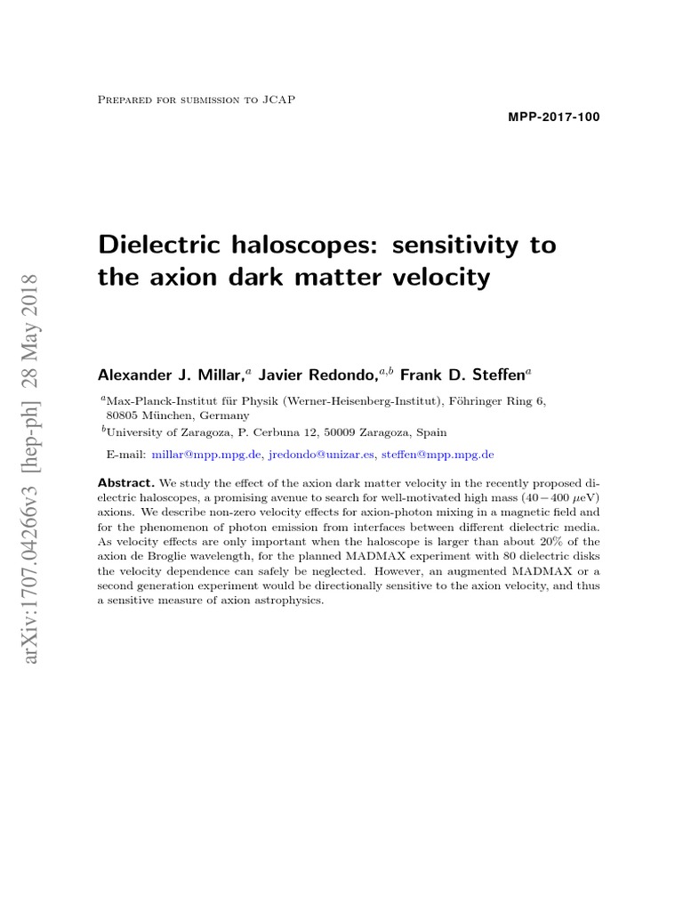 Dielectric Haloscopes: Sensitivity To The Axion Dark Matter Velocity ...