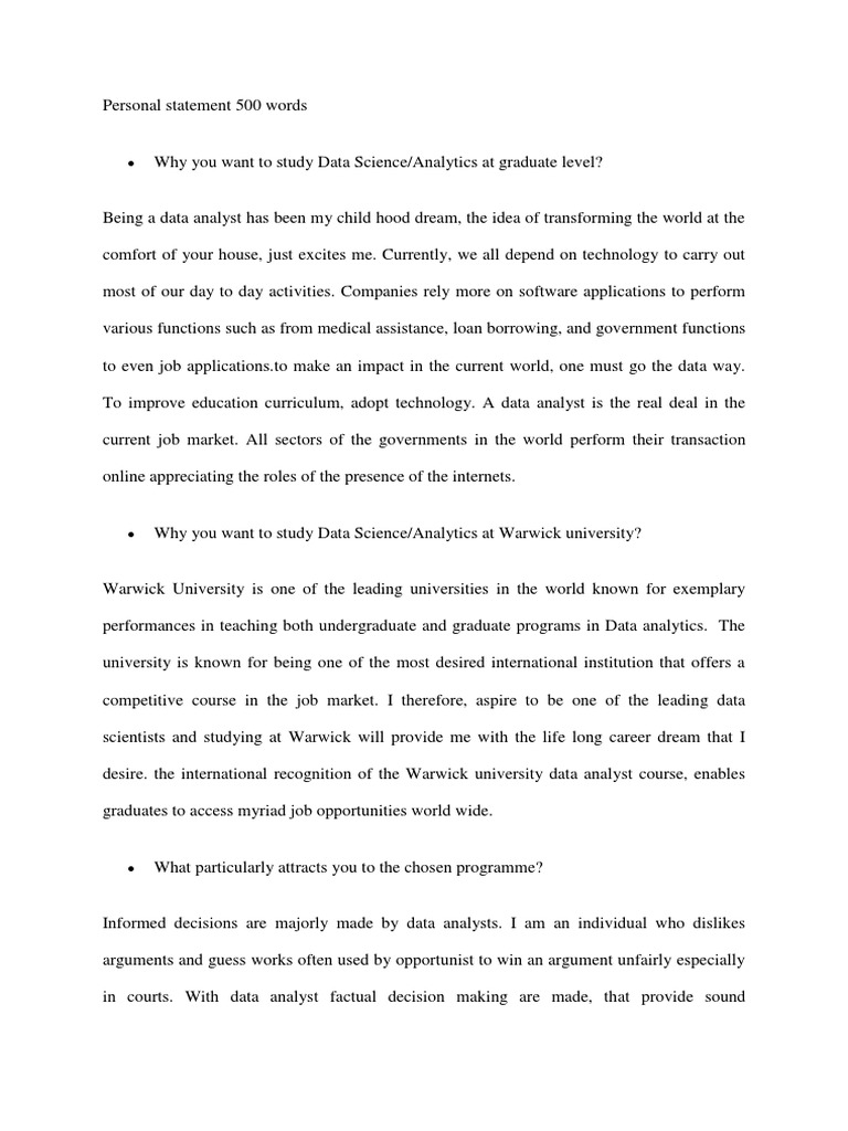 Personal Statement | PDF | Analytics | Data Analysis