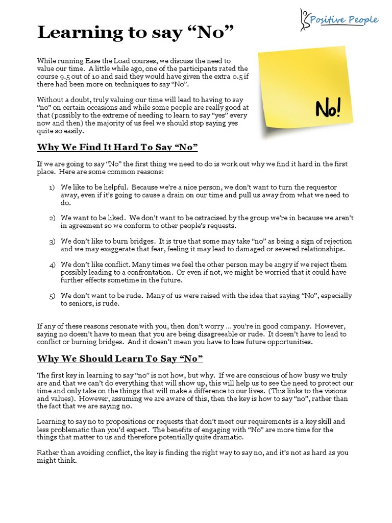 Learning To Say No Pdf Cognition Behavioural Sciences