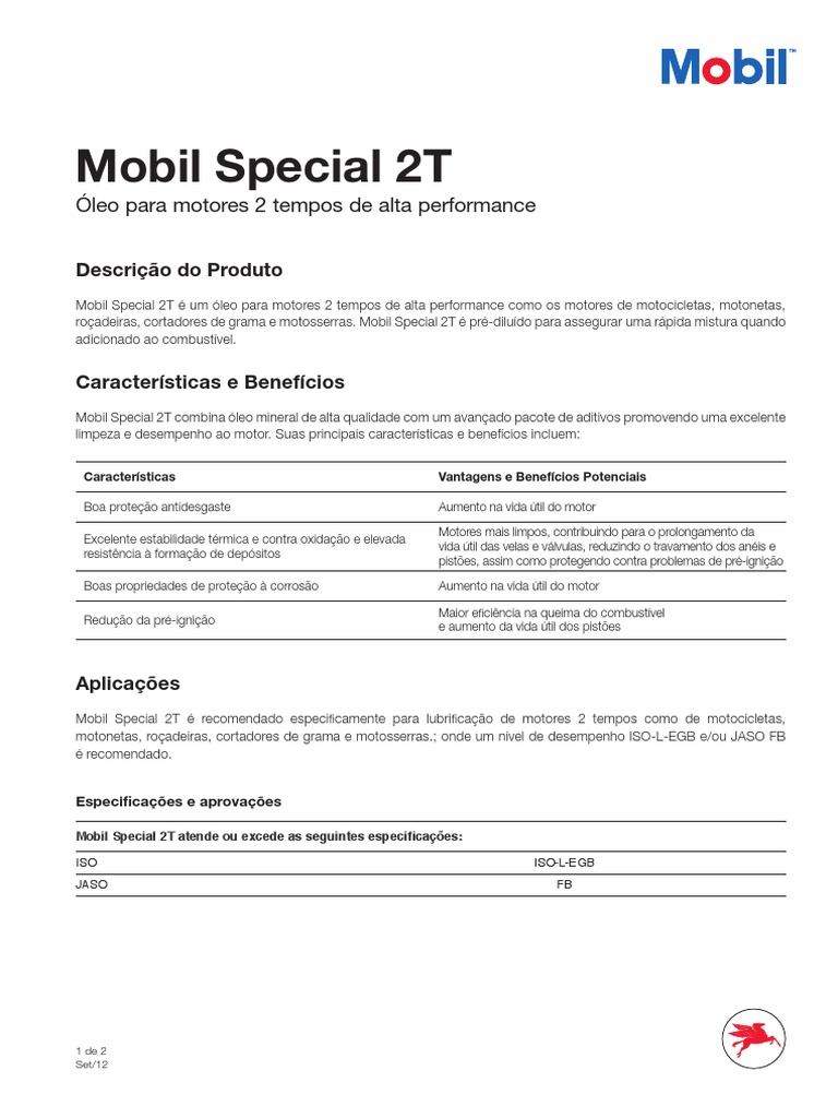 Mobil Special 2T v2 | PDF | Óleo de motor | Energia e recurso