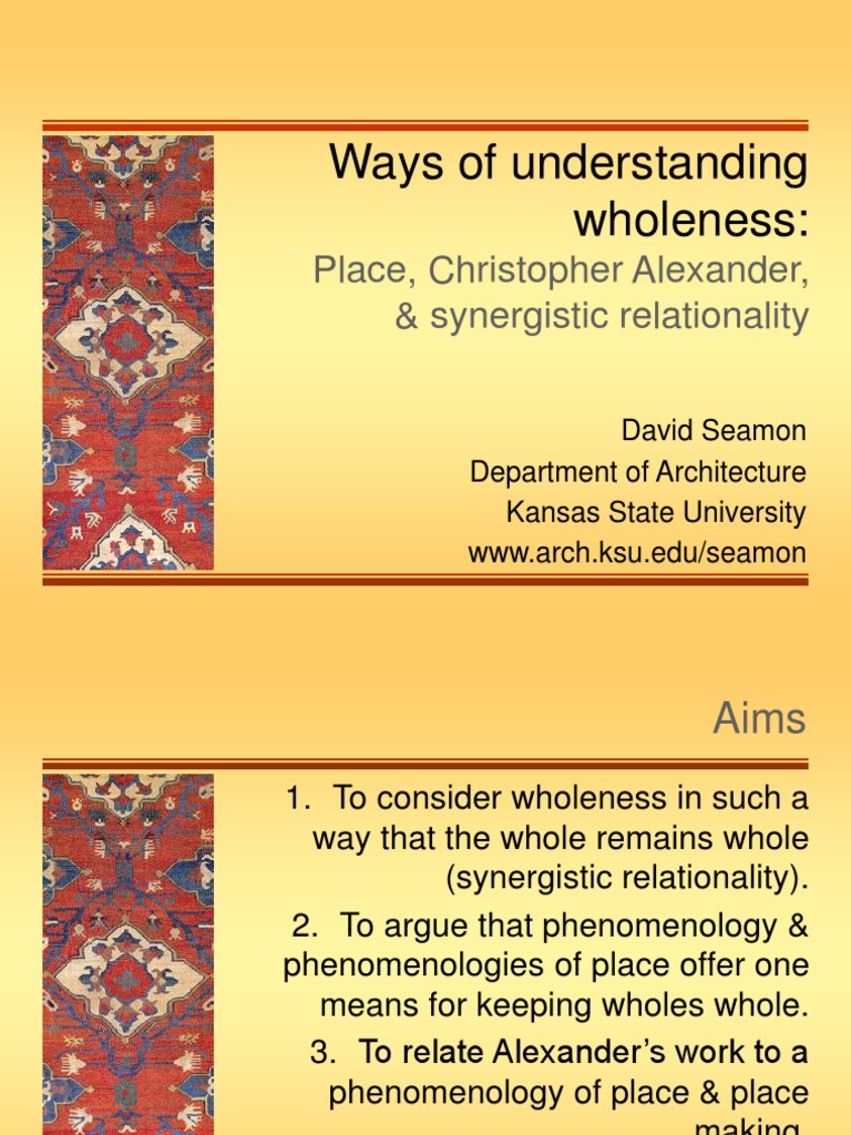 Ways of Understanding Wholeness Place CH | PDF | Phenomenology ...