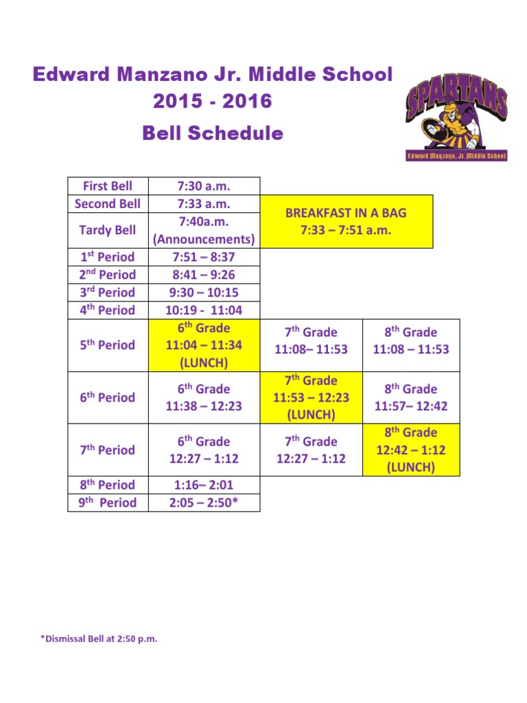 Bell Schedule 2015-16 | PDF