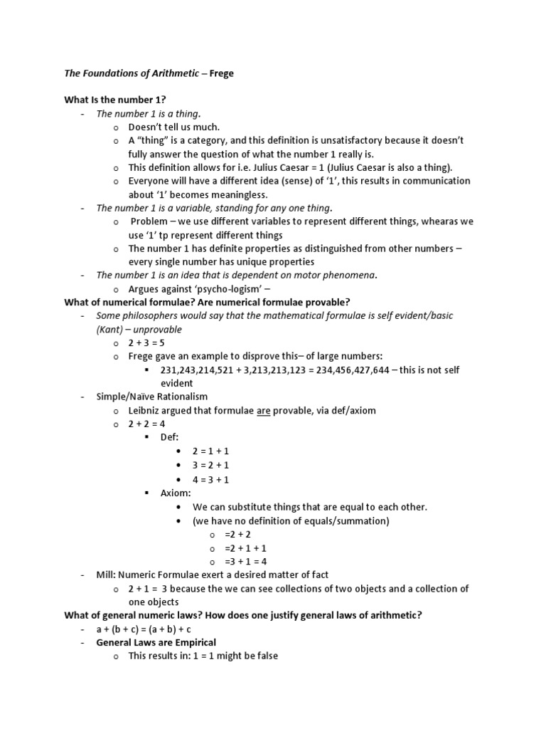 Foundations of Arithmetic Notes | PDF | Metaphilosophy | Teaching ...