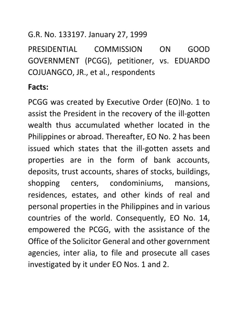 1.PCGG vs. Cojuangco GR 147062 - Final | PDF | Taxes | Government ...