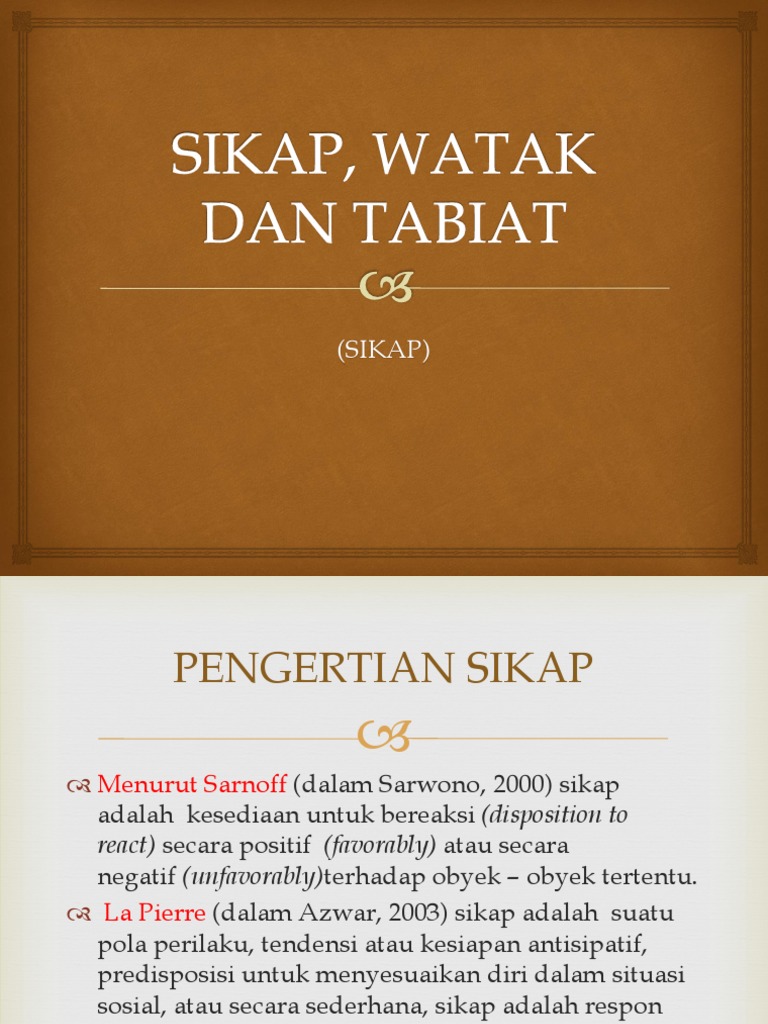 Sikap, Watak Dan Tabiat | PDF