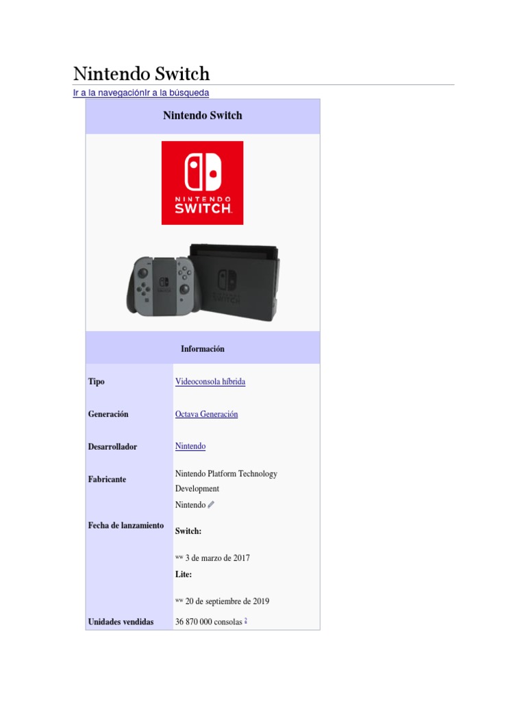 Nintendo Switch | PDF | Juegos de consolas | Nintendo