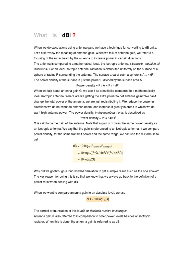 What Is Dbi | PDF | Decibel | Antenna (Radio)