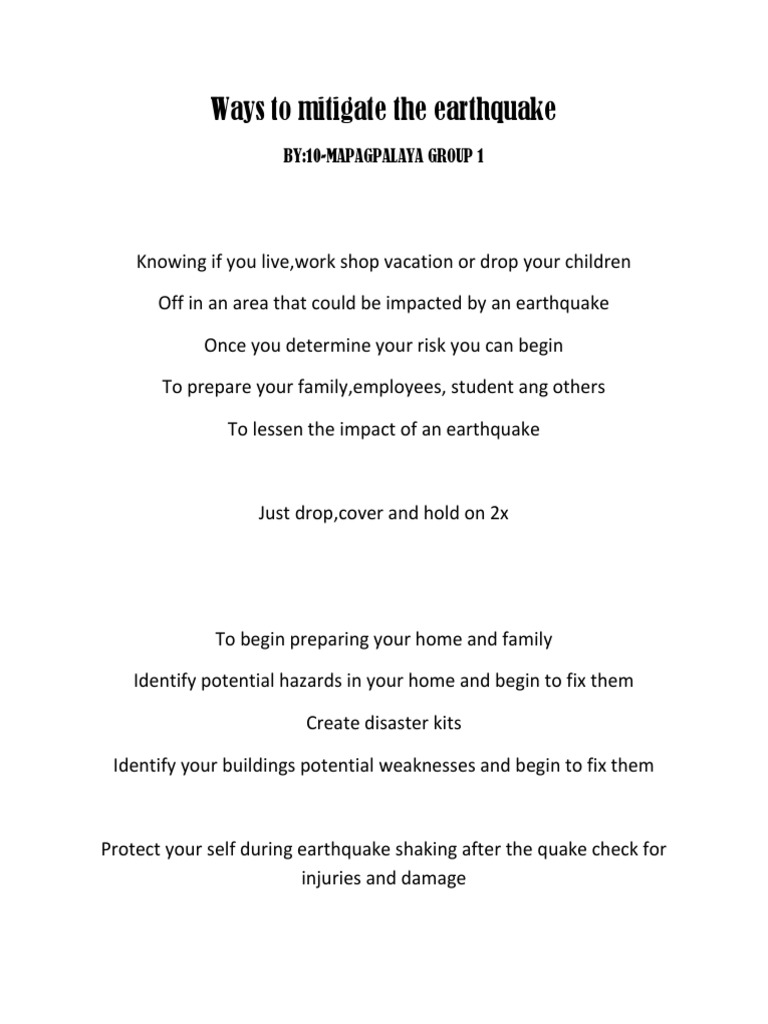 Ways To Mitigate The Earthquake | PDF | Science & Mathematics