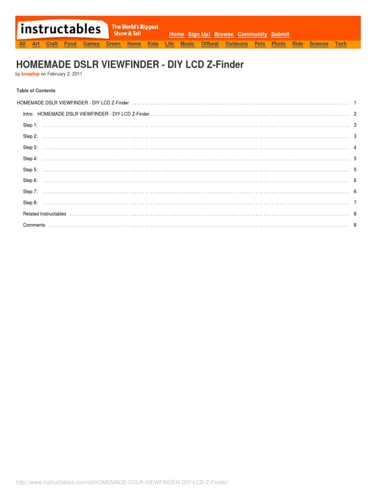 Homemade DSLR Viewfinder Diy LCD Z Finder | PDF | Digital Single Lens ...