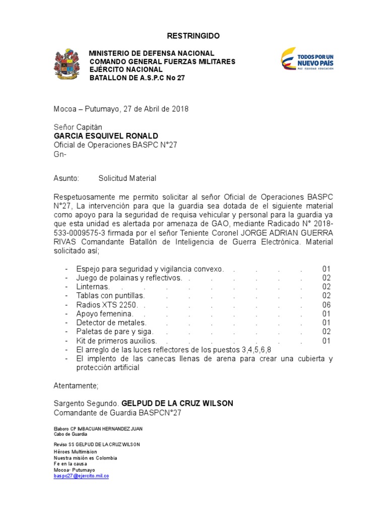 OFICIO | PDF | Operaciones militares | Guerra