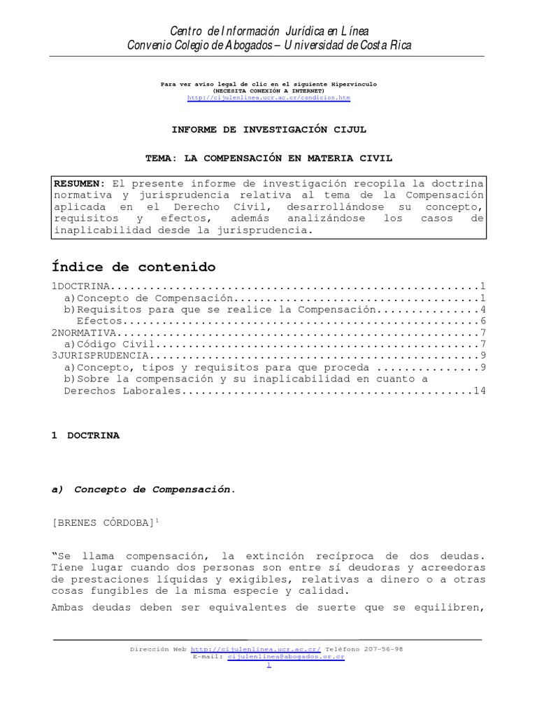 La Compensacion en Materia Civil | PDF | Pagos | Sentencia (ley)