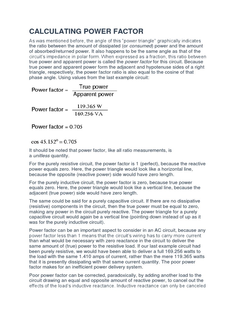 Calculating Power Factor | PDF | Ac Power | Capacitor