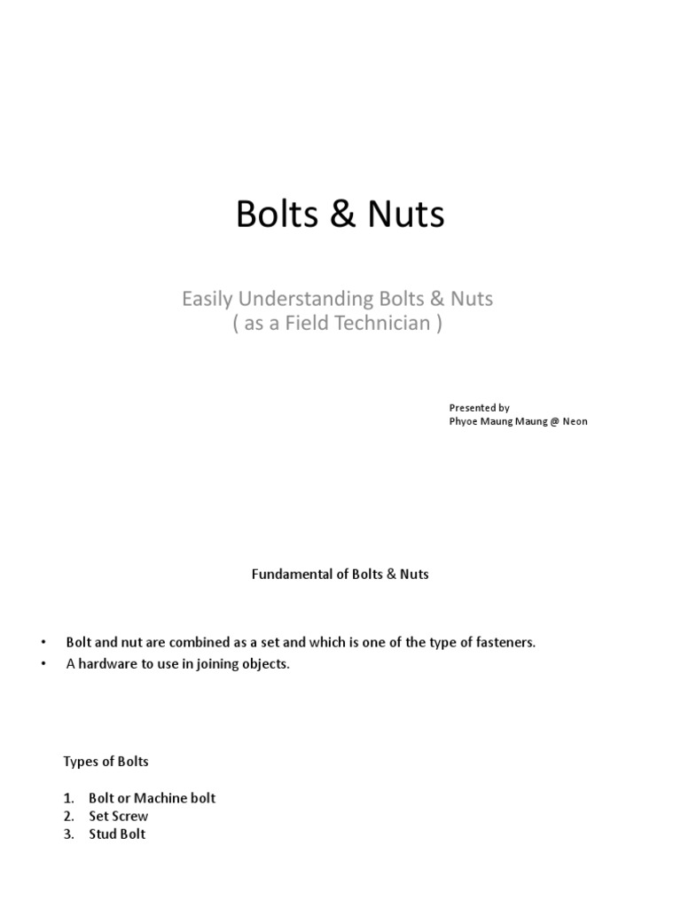 Understanding Bolts and Fasteners | PDF | Screw | Nut (Hardware)