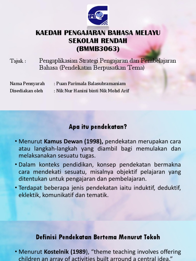 Pendekatan Bertema dalam PdP Bahasa Melayu | PDF | Seni | Sains & Matematika