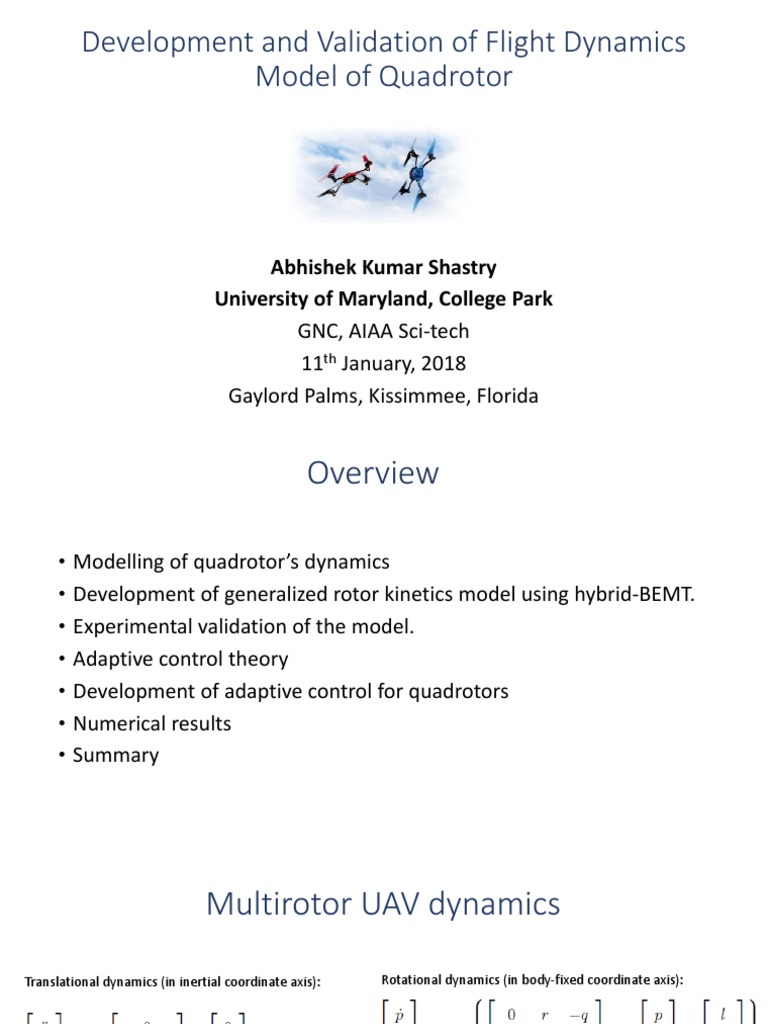 Development and Validation of Flight Dynamics Model of Quadrotor | PDF ...
