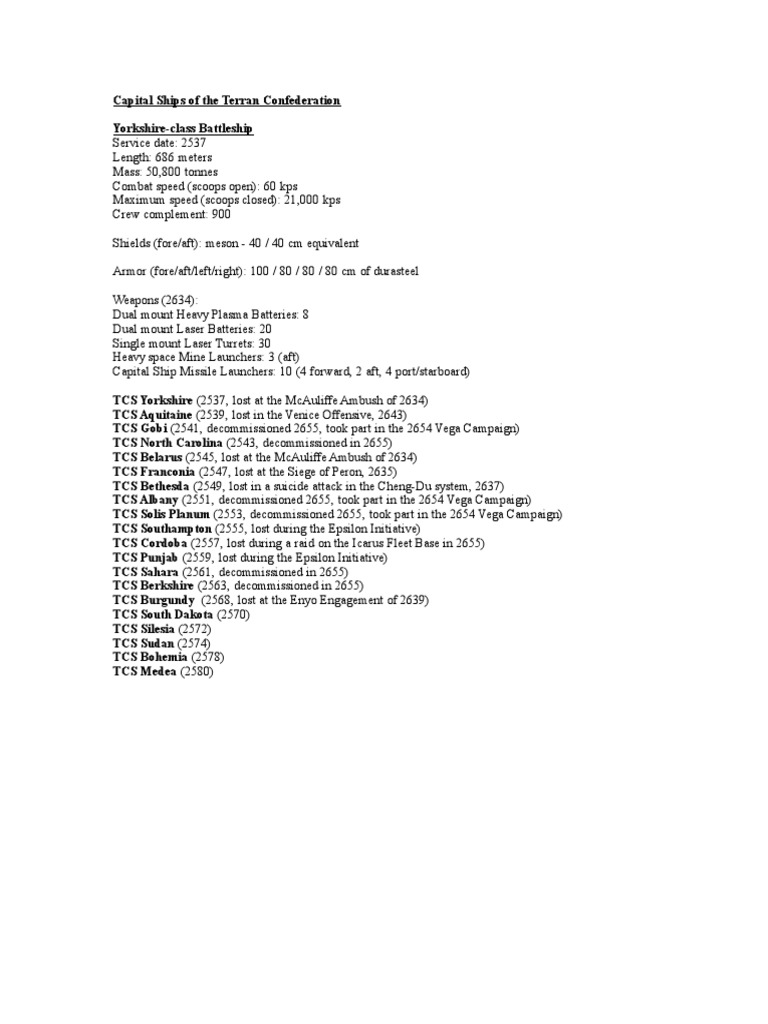 Terran Confederation Capital Ships | PDF | Gun Turret | Aircraft Carrier