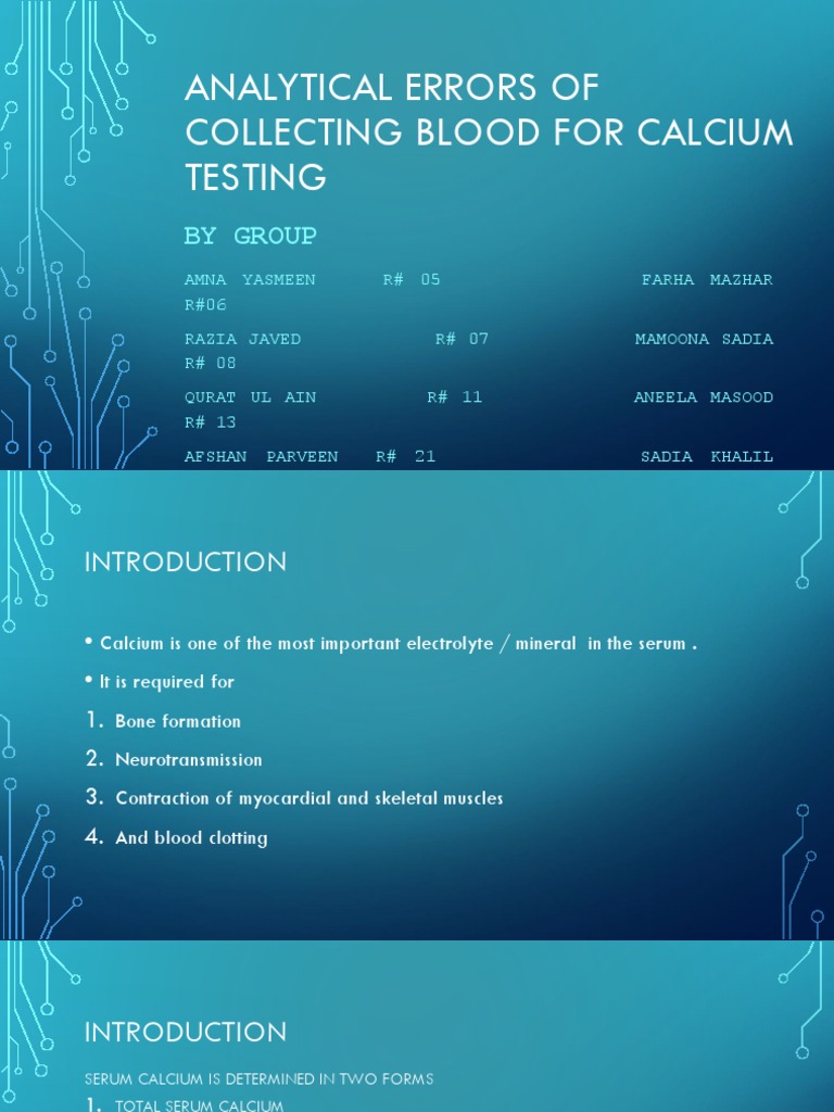 Blood Collection Errors in Calcium Testing | PDF | Blood Plasma ...