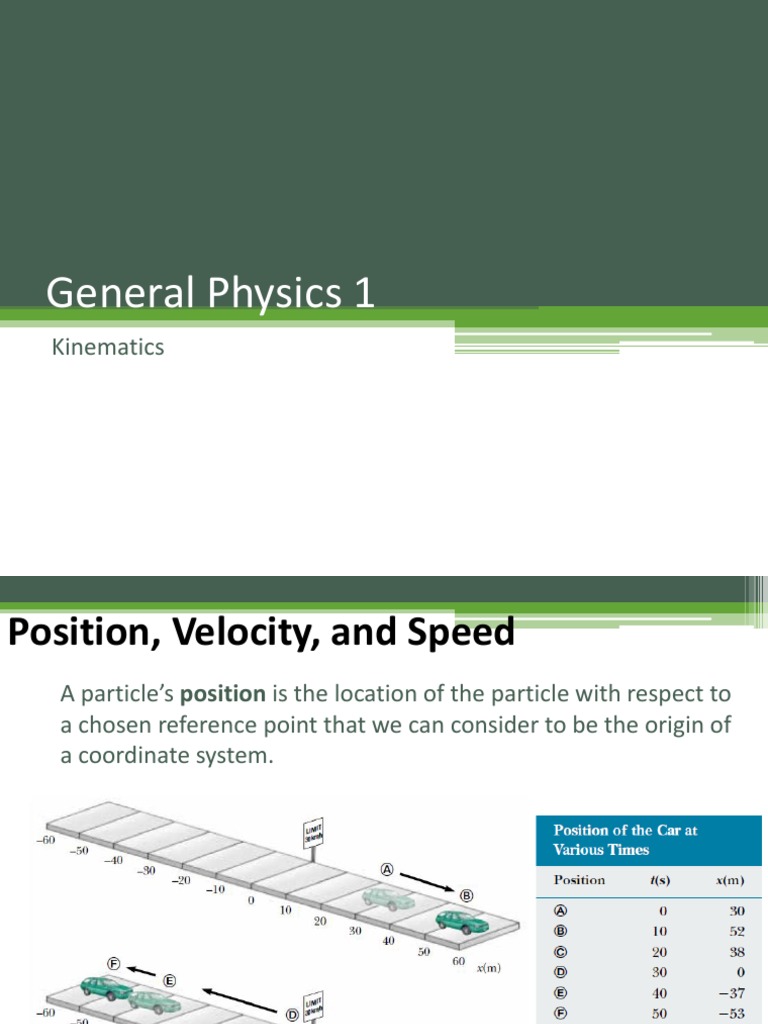 Kinematics in General Physics 1 | PDF | Acceleration | Speed
